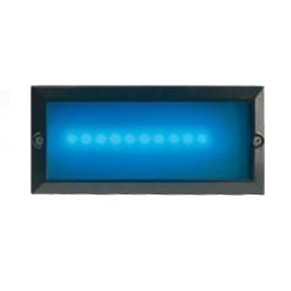 Aurora Lighting 240V Cast Aluminium IP44 Rectangular Blue LED Recessed ...
