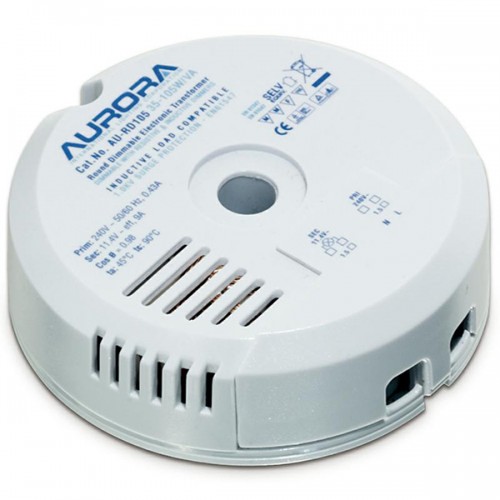 Aurora Lighting AU-RD105 35-105W/VA Round Electronic Transformer, UK ...