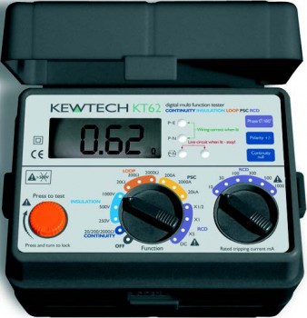Kewtech KT62 Digital Loop, PSC, RCD, Insulation, Continuity Tester | UKES