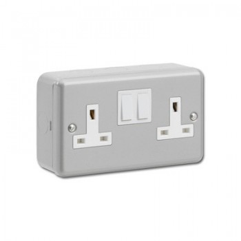 Greenbrook Metalclad 2 Gang Double Pole Switched Socket | UKES