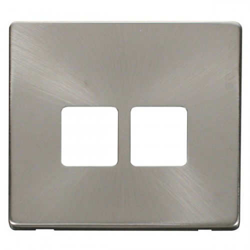 Click Definity SCP121BS Twin Telephone Outlet Cover Plate in Brushed ...