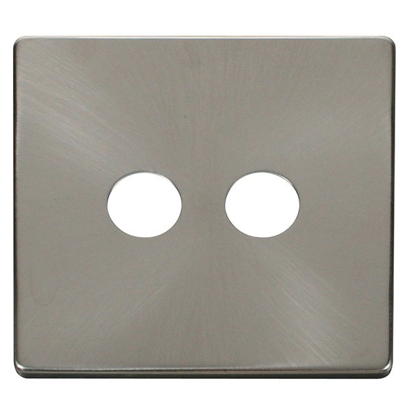 Click Definity Brushed Stainless 2 Gang Satellite/Coaxial Outlet Cover ...