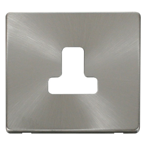 Click Definity Brushed Stainless 5A Round Pin Unswitched Socket Cover ...