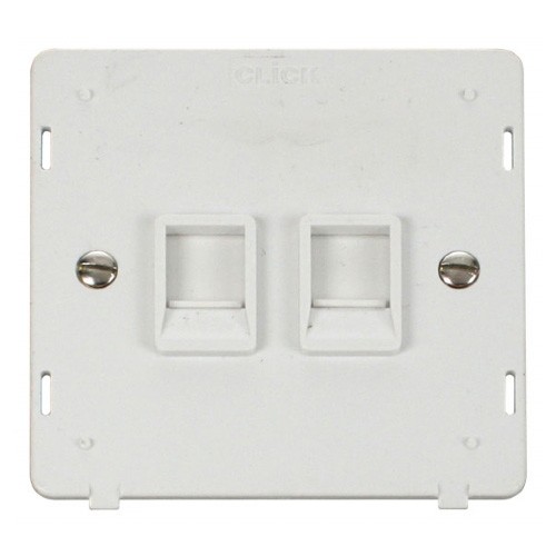 Click Definity SIN118PW Twin RJ45 Socket Outlet Insert in Polar White ...