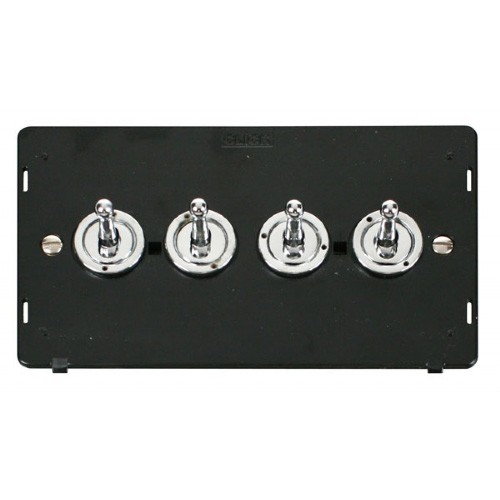 Click Definity Black 4 Gang 2 Way 10AX Toggle Switch Insert with ...