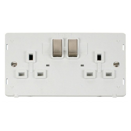 Click Definity Polar White 2 Gang 13A Double Pole Ingot Switched Socket ...