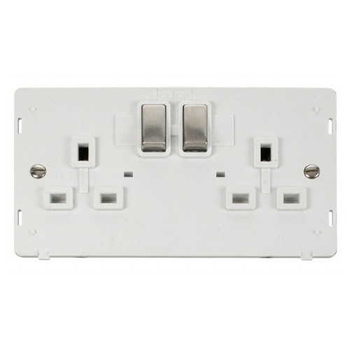 Click Definity Polar White 2 Gang 13A Double Pole Ingot Switched Socket ...