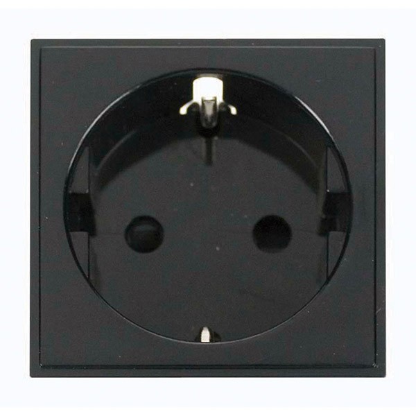 Click New Media Black 16A European Schuko Socket Module | UKES