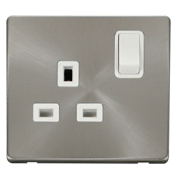 Click Definity Flat Plate Screwless 1 Gang UK 13A Polar White Switched ...