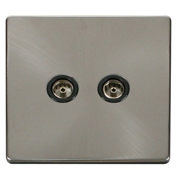 Click Definity Flat Plate Screwless Twin Standard Black Coaxial Socket ...