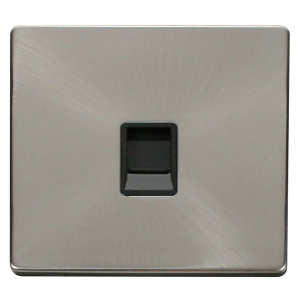 Click Definity Flat Plate Screwless Single Black RJ11 Socket with ...