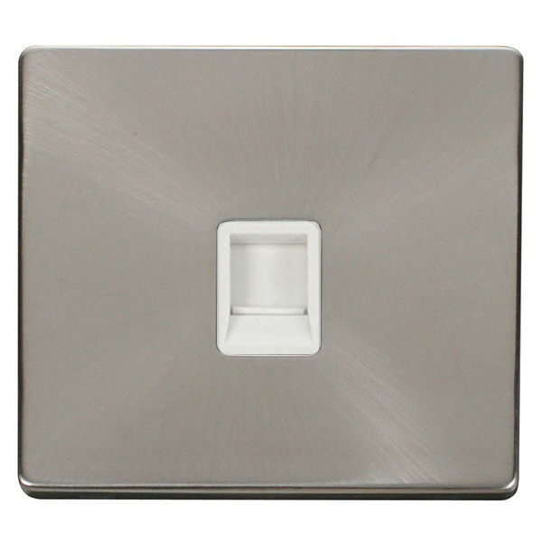 Click Definity Flat Plate Screwless Single Polar White RJ45 Socket with ...