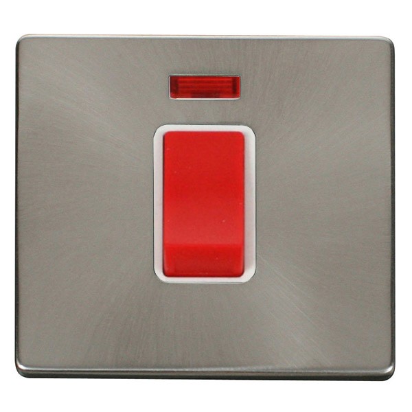 Click Definity Flat Plate Screwless 45A 1 Gang Double Pole Polar White ...