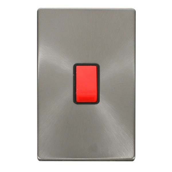 Click Definity Flat Plate Screwless 45A 2 Gang Double Pole Black Switch ...