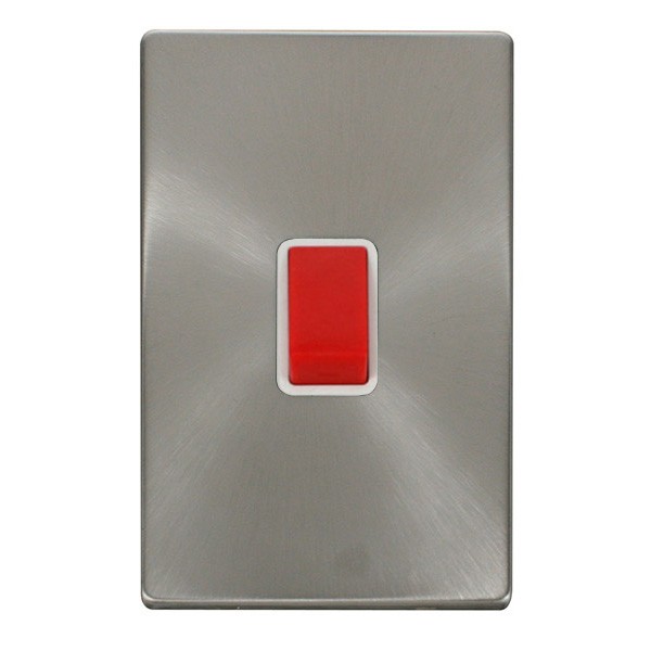 Click Definity Flat Plate Screwless 45A 2 Gang Double Pole Polar White ...