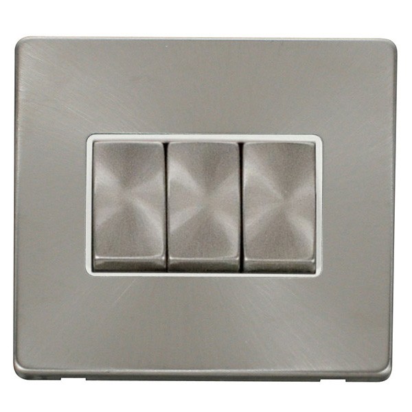 Click Definity Flat Plate Screwless 10AX 3 Gang 2 Way Polar White ...