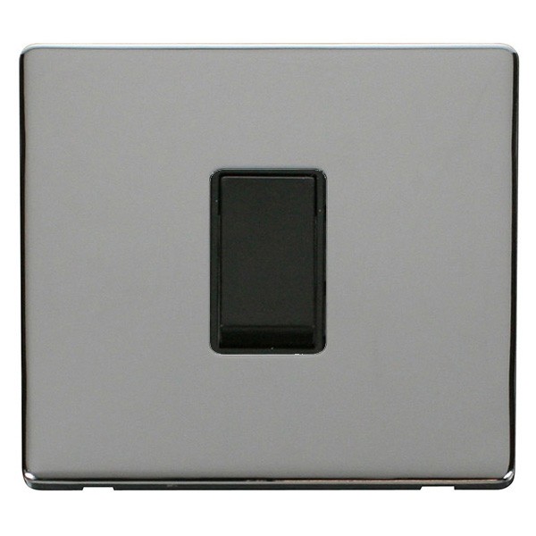 Click Definity Flat Plate Screwless 10AX 1 Gang 2 Way Black Switch with ...