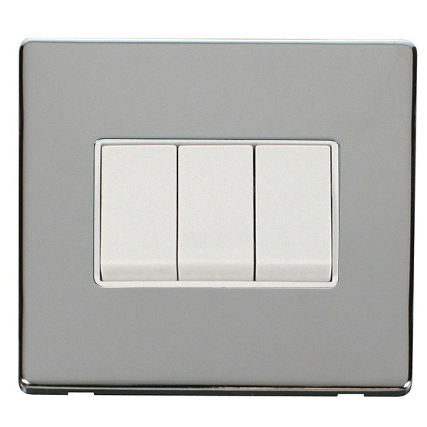 Click Definity Flat Plate Screwless 10AX 3 Gang 2 Way Polar White ...