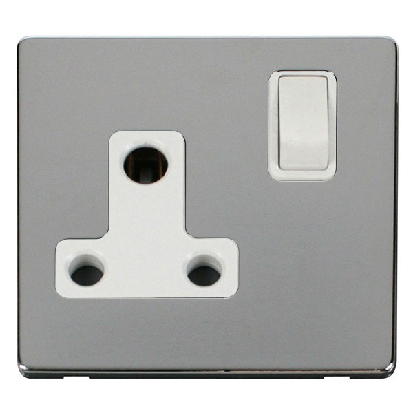 Click Definity Flat Plate Screwless 1 Gang 15A Round Pin Polar White ...