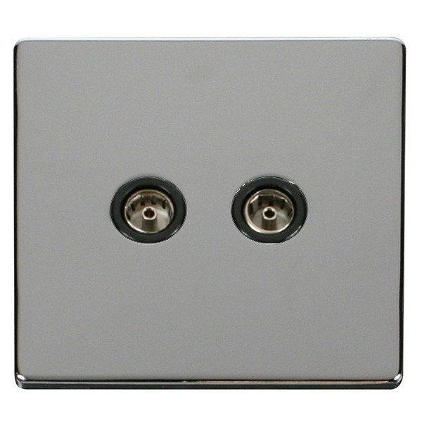 Click Definity Flat Plate Screwless Twin Standard Black Coaxial Socket ...