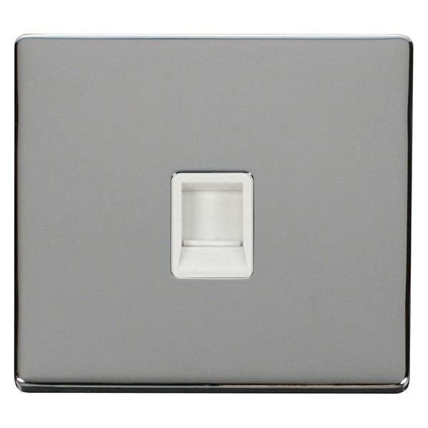 Click Definity Flat Plate Screwless Single Polar White RJ11 Socket with ...