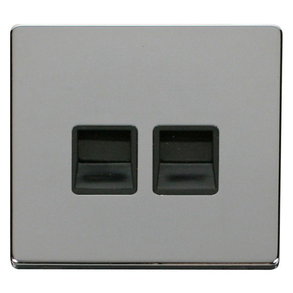 Click Definity Flat Plate Screwless Twin Black Telephone Secondary ...