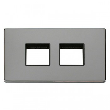 Click Definity Flat Plate Screwless Black Double Plate (2 x 2) Aperture ...