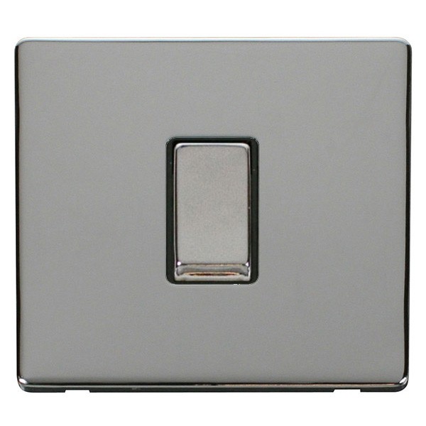 Click Definity Flat Plate Screwless 10AX 1 Gang 2 Way Black Insert with ...