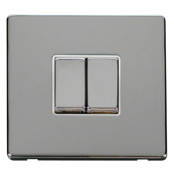 Click Definity Flat Plate Screwless 10AX 2 Gang 2 Way Polar White ...