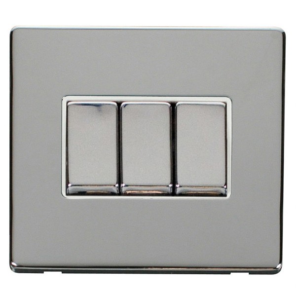Click Definity Flat Plate Screwless 10AX 3 Gang 2 Way Polar White ...