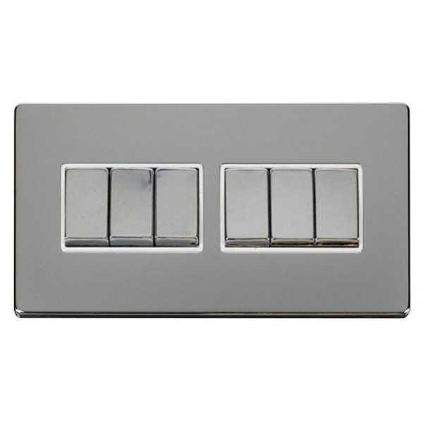 Click Definity Flat Plate Screwless 10AX 6 Gang 2 Way (2 x 3) Polar ...
