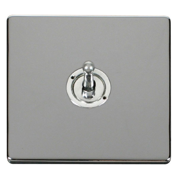 Click Definity Flat Plate Screwless 10AX 1 Gang 2 Way Polished Chrome ...