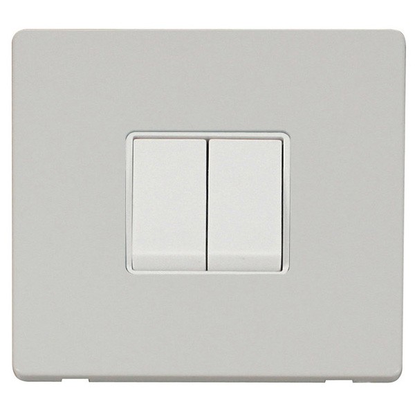 Click Definity Flat Plate Screwless 10AX 2 Gang 2 Way Polar White ...