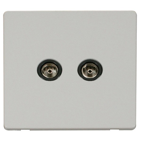 Click Definity Flat Plate Screwless Twin Standard Black Coaxial Socket ...