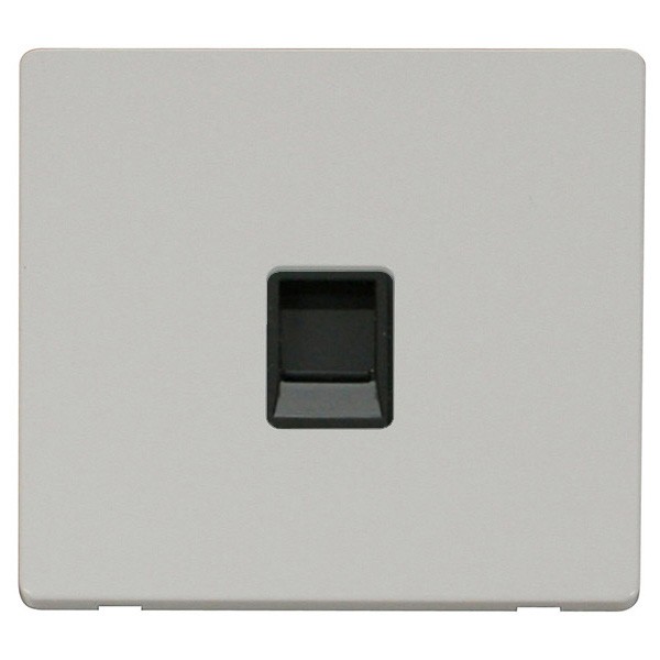 Click Definity Flat Plate Screwless Single Black Rj11 Socket With Polar