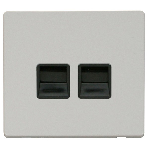 Click Definity Flat Plate Screwless Twin Black Telephone Master Outlet ...