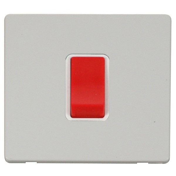 Click Definity Flat Plate Screwless 45A 1 Gang Double Pole Polar White ...