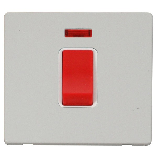 Click Definity Flat Plate Screwless 45A 1 Gang Double Pole Polar White ...