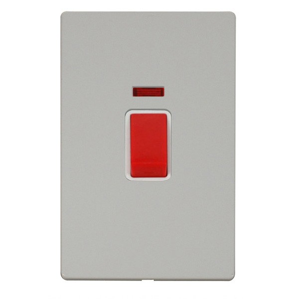 Click Definity Flat Plate Screwless 45A 2 Gang DP Polar White Switch ...