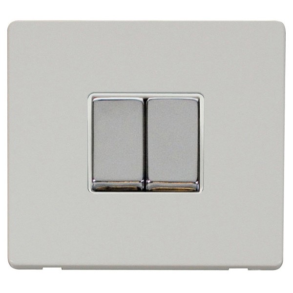 Click Definity Flat Plate Screwless 10AX 2 Gang 2 Way Polar White ...