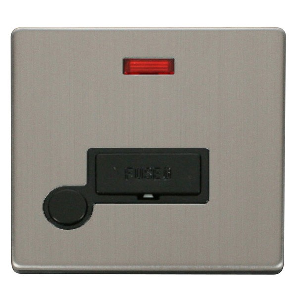 Click Definity Flat Plate Screwless 13A Black Fused Connection Unit ...