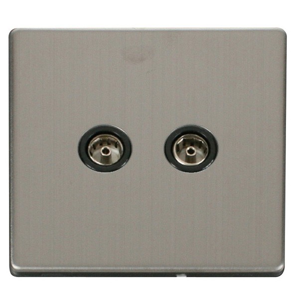 Click Definity Flat Plate Screwless Twin Standard Black Coaxial Socket ...