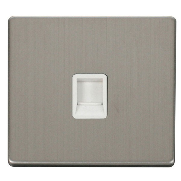 Click Definity Flat Plate Screwless Single Polar White RJ45 Socket with ...