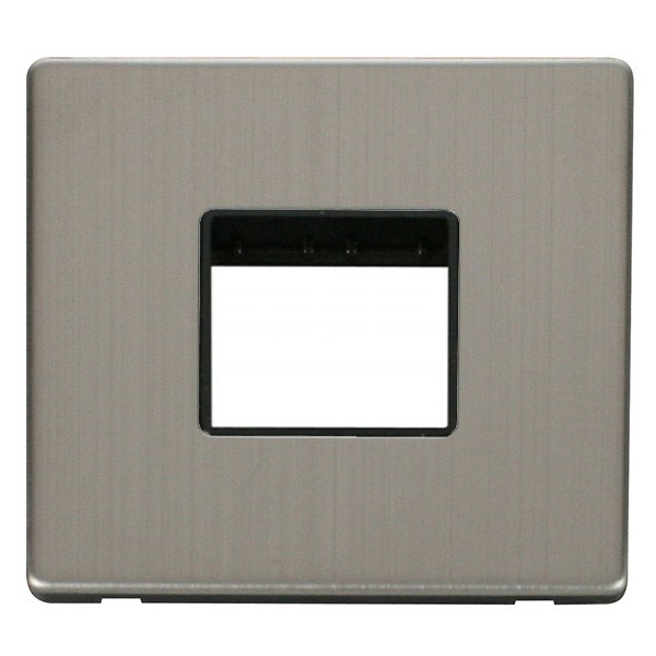 Click Definity Flat Plate Screwless Black Single Plate Twin Aperture ...