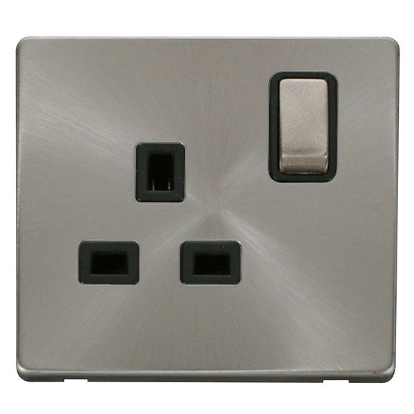 Click Definity Flat Plate Screwless UK 1 Gang 13A Ingot Switched Socket ...