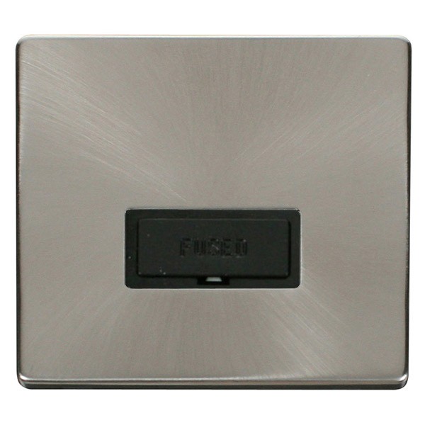 Click Definity Flat Plate Screwless 13A Black Fused FCU with Brushed ...