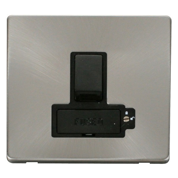 Click Definity Flat Plate Screwless Lockable 13A Black Fused Connection ...