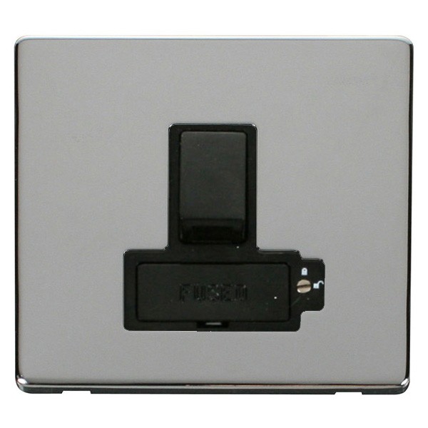 Click Definity Flat Plate Screwless Lockable 13A Black Fused Connection ...