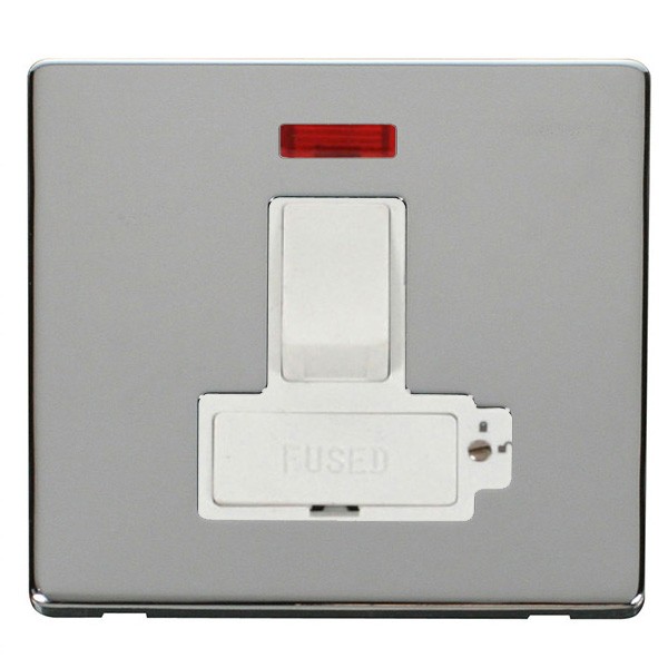 Click Definity Flat Plate Screwless Lockable 13A Polar White Fused ...