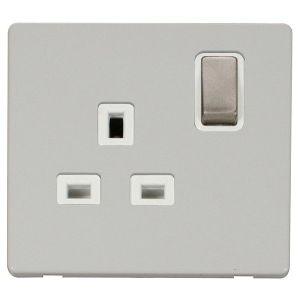 Click Definity Flat Plate Screwless UK 1 Gang 13A Ingot Switched Socket ...